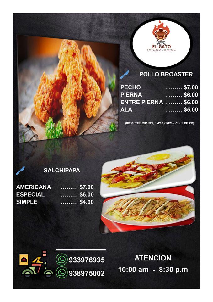 Carta de Restaurant "El Gato", Peru