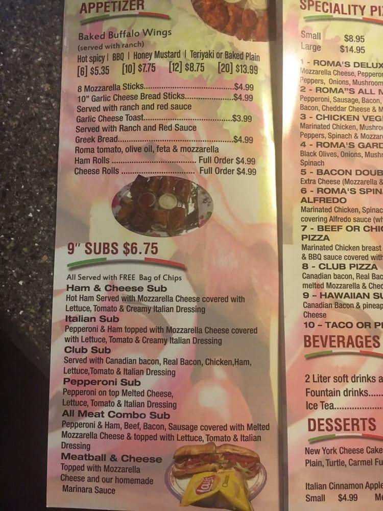 Menu at Romas Pizza pizzeria, Jacksboro, 119 S Main St