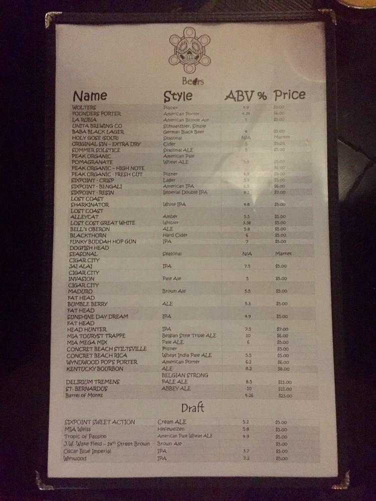 Menu at Tacos & Tattoos restaurant, Miami, SW 104th St