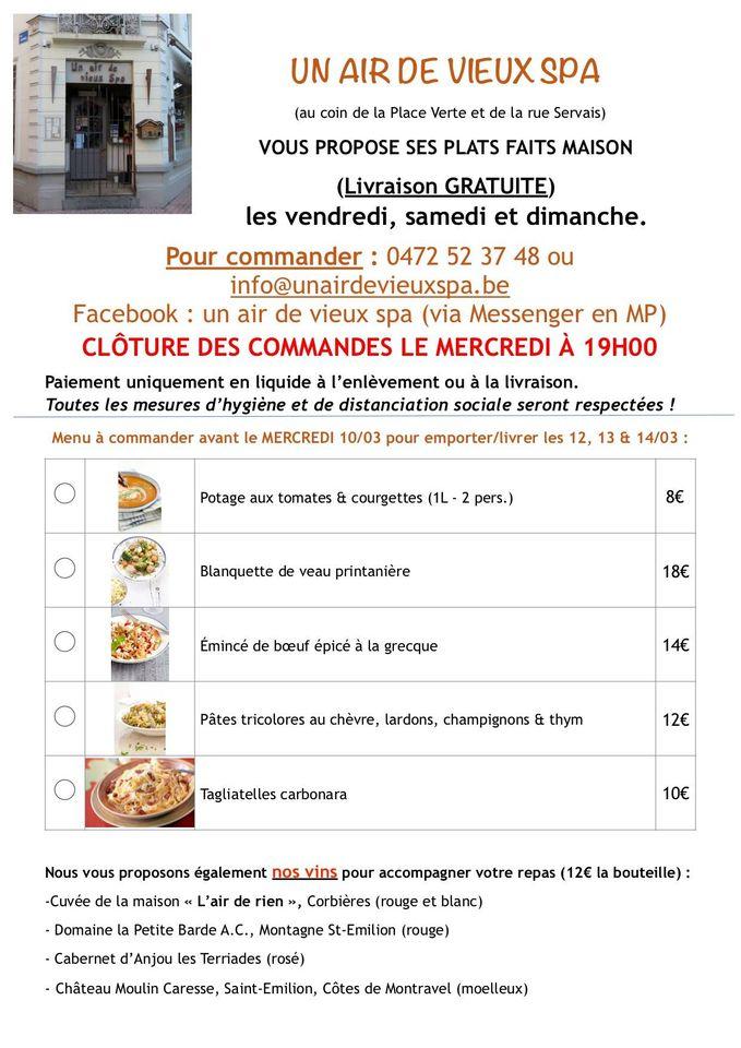 Menu at Le Bar Fly, Spa