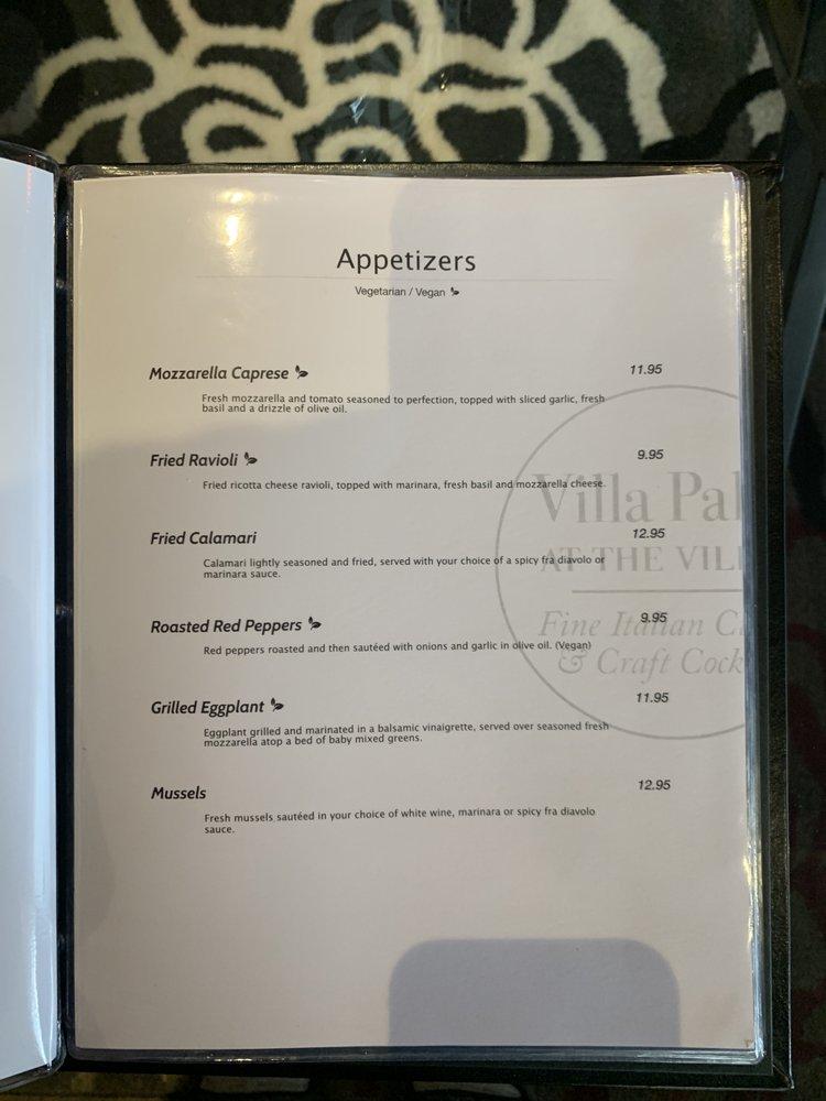 Menu at Villa Palma at the Village pub & bar, Cocoa