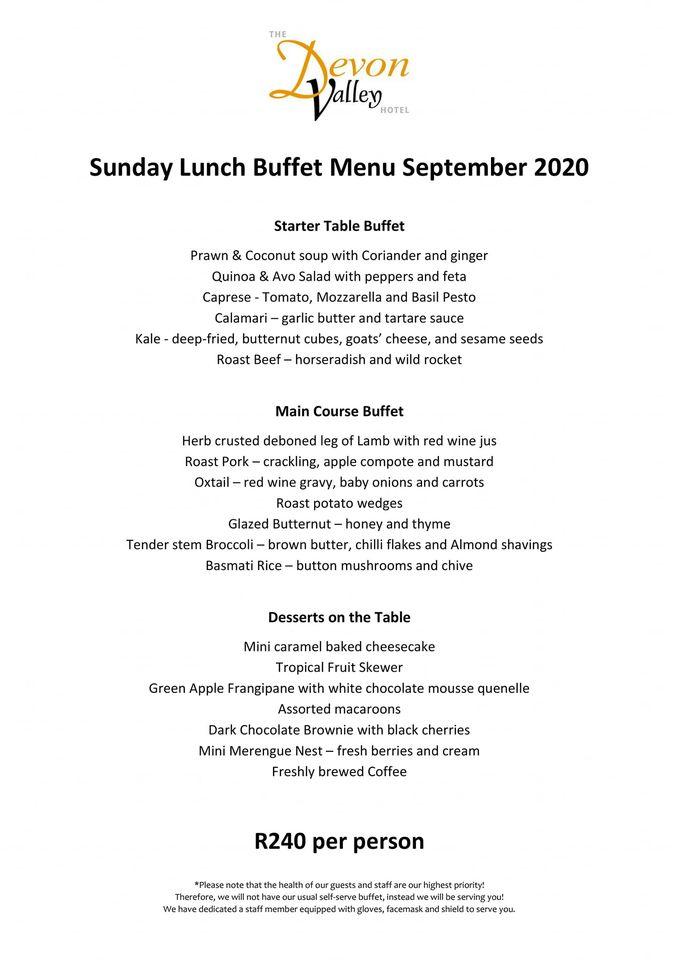 Menu at Devon Valley Hotel - Stellenbosch restaurant, Stellenbosch