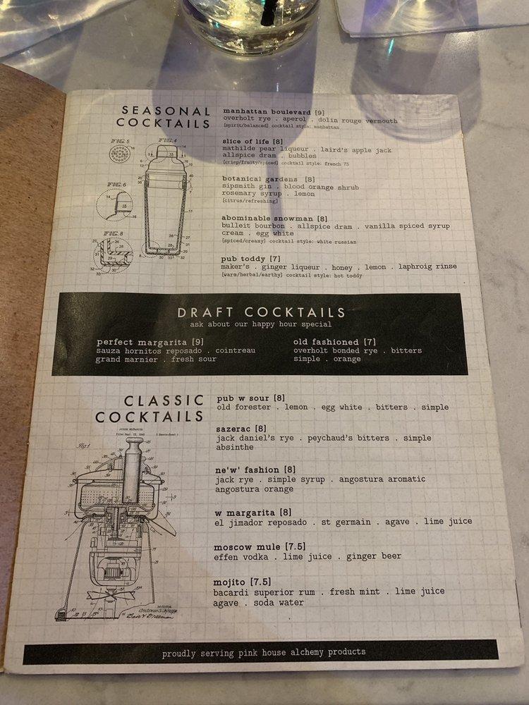 Menu at Pub W, Norman, W Robinson St