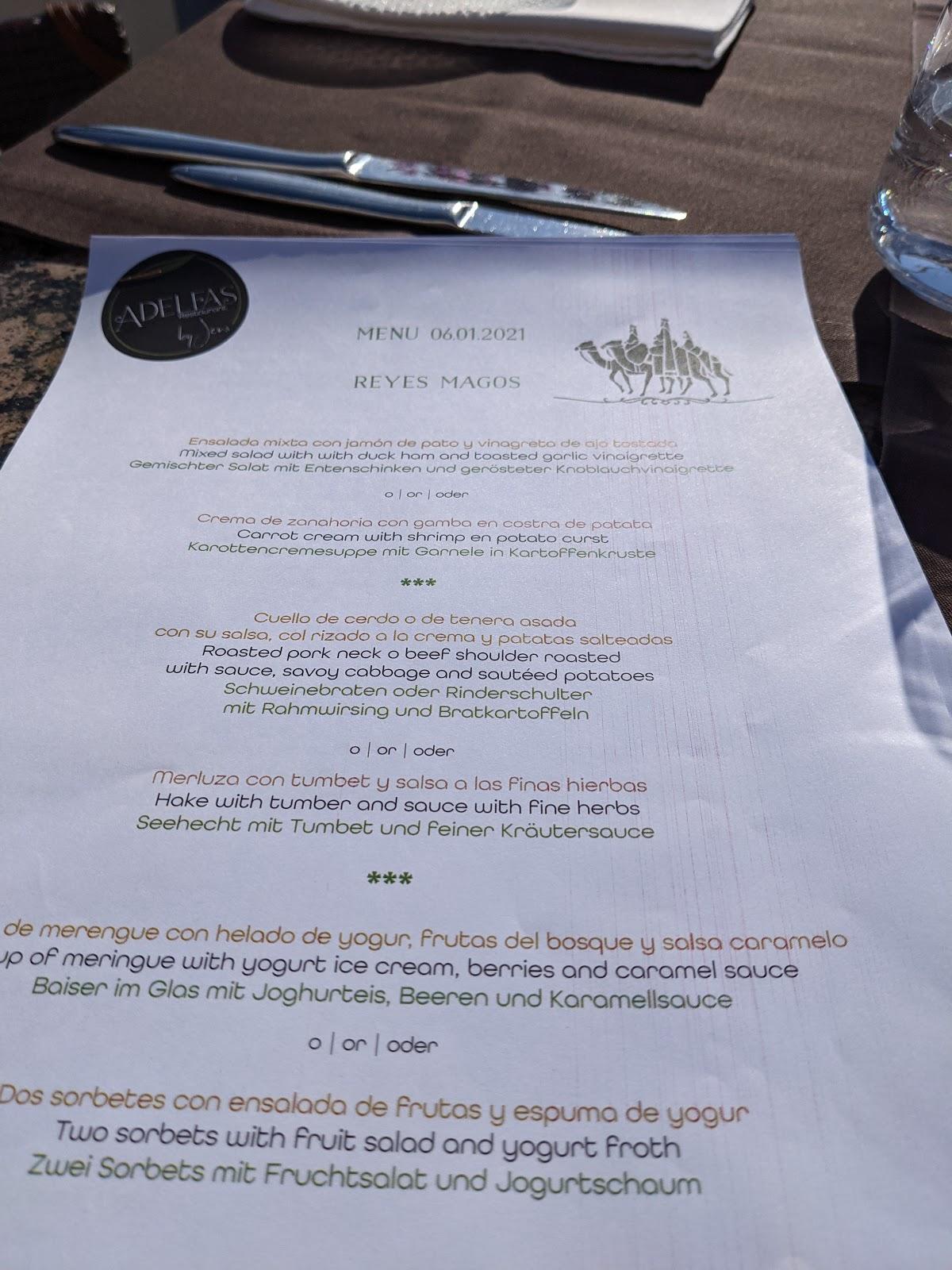 Menu at Adelfas by Jens pub & bar, Santa Ponsa