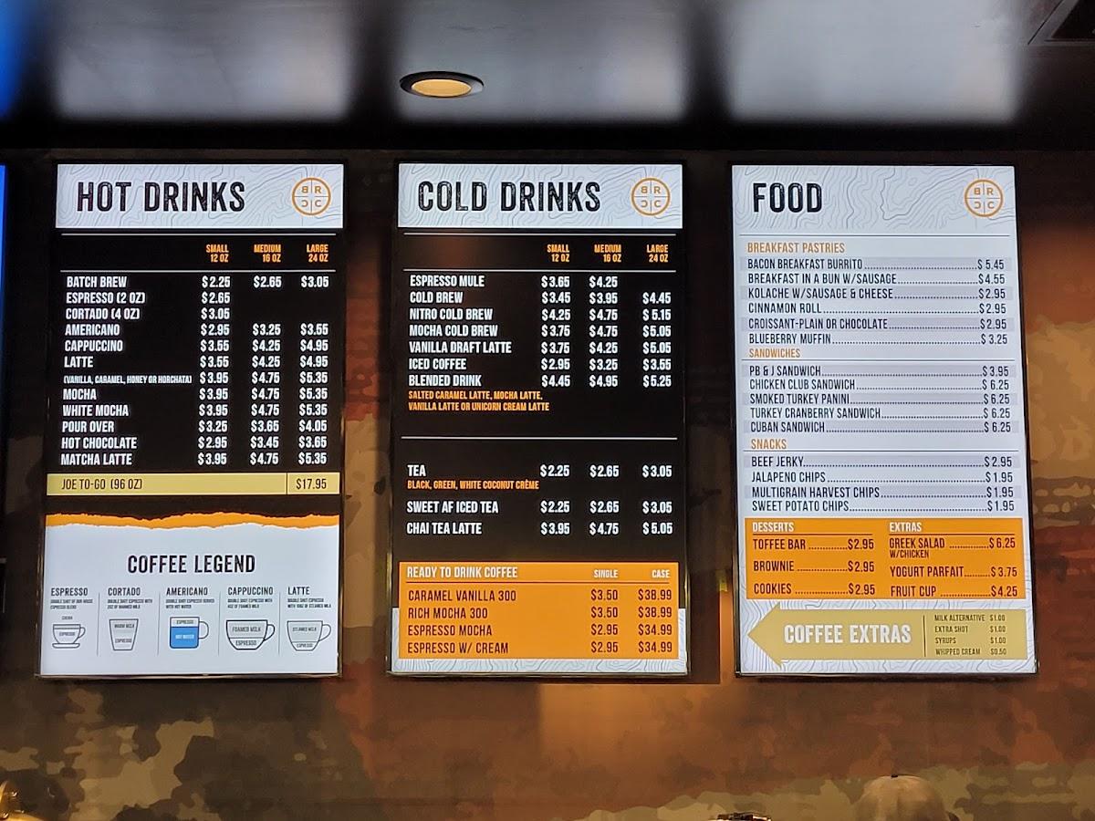 Menu at Black Rifle Coffee Company, Plano