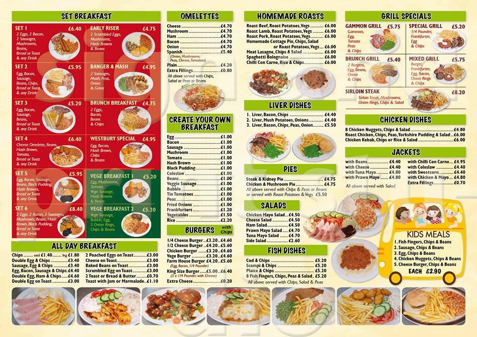 Menu at Crescent Cafe, Bristol