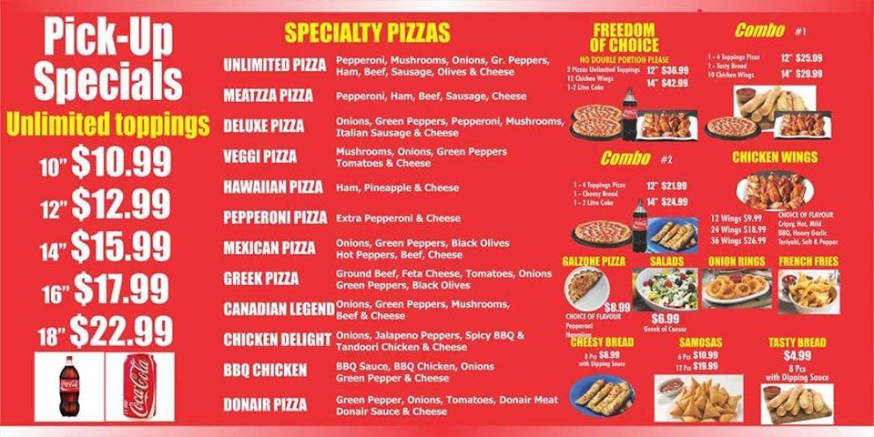 Menu at Fort Macleod Pizza pizzeria, Fort MacLeod