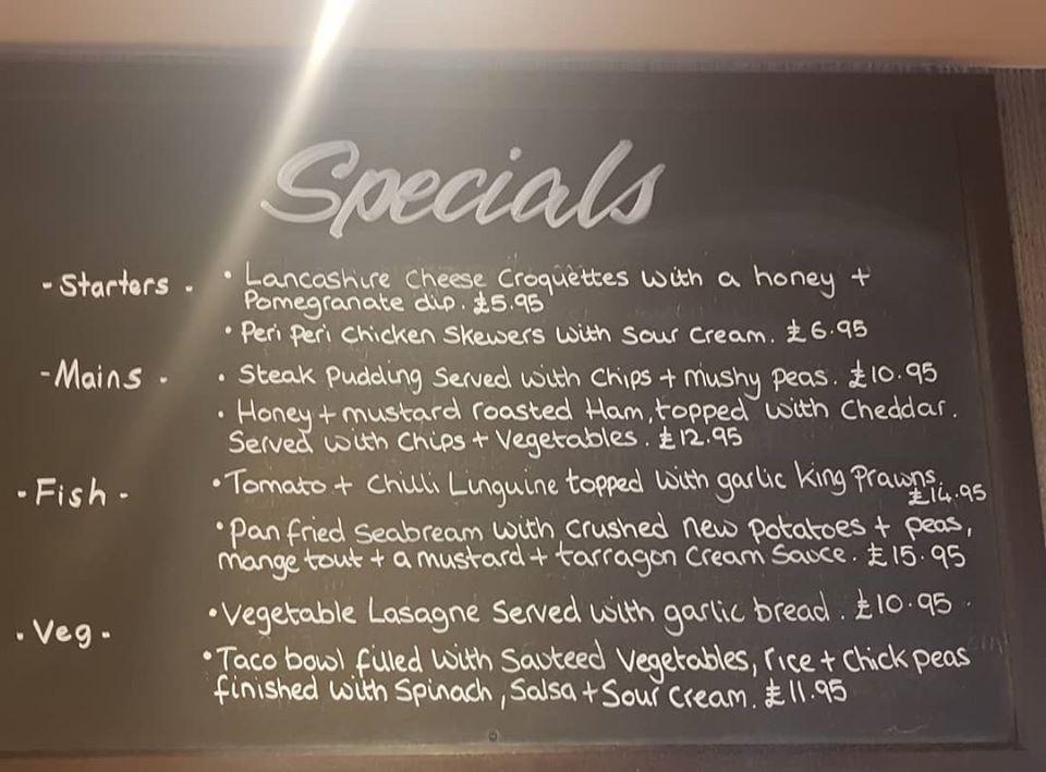 Menu at The King William pub & bar, Bolton