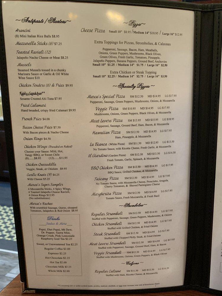 Menu at Marco's Italian Restaurant Bar & Grill, Ashland