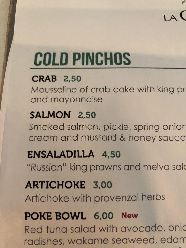 Menu at Restaurante La Casa del Rey, Estepona