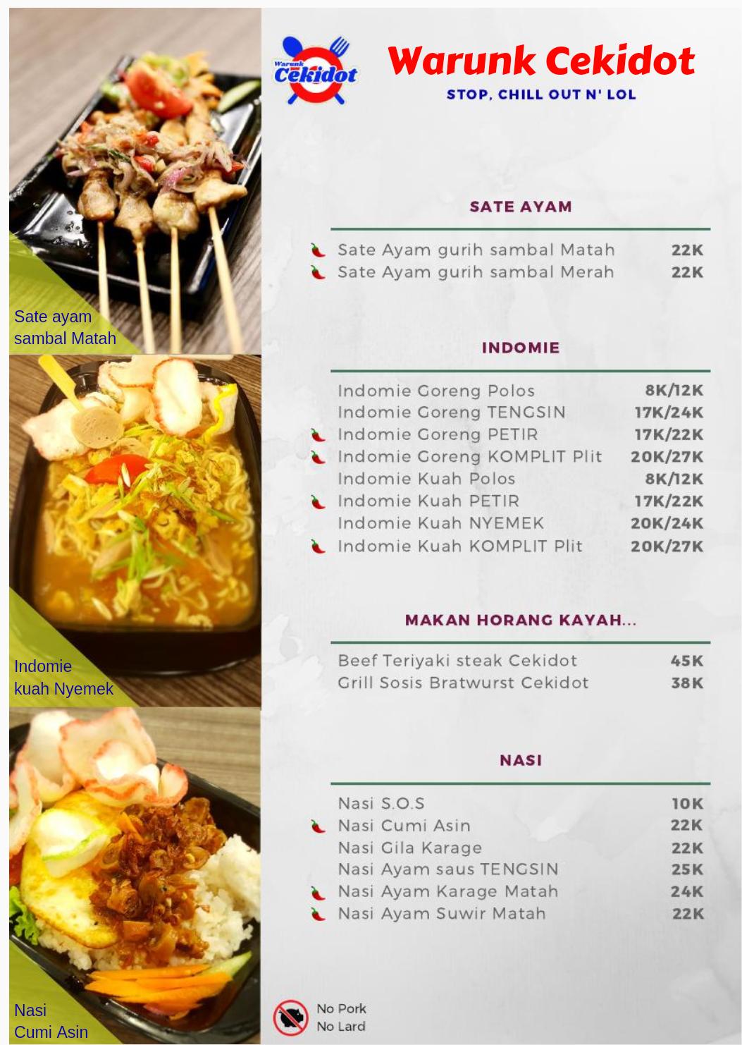 Menu at Warunk Cekidot - Graha Raya restaurant, South Tangerang