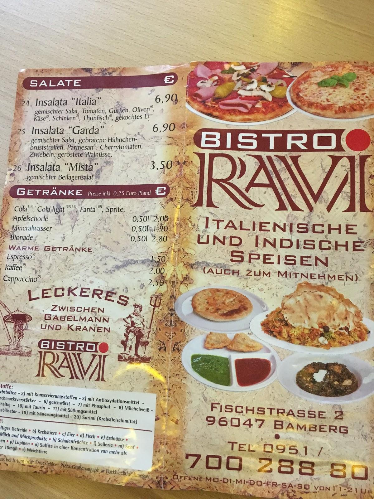 Speisekarte von Bistro Ravi restaurant, Bamberg