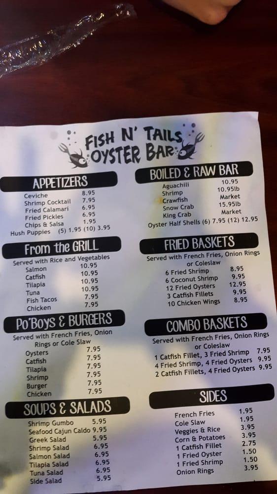 Menu at Fish N Tails Oyster Bar, Richardson, 221 W Polk St Ste 101