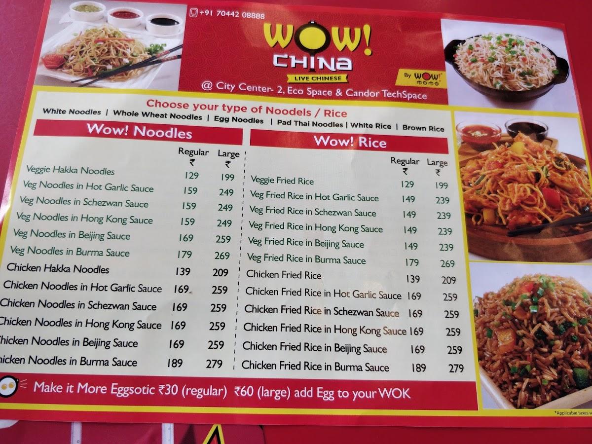 Menu at Wow! China, New Town, Unnamed Road