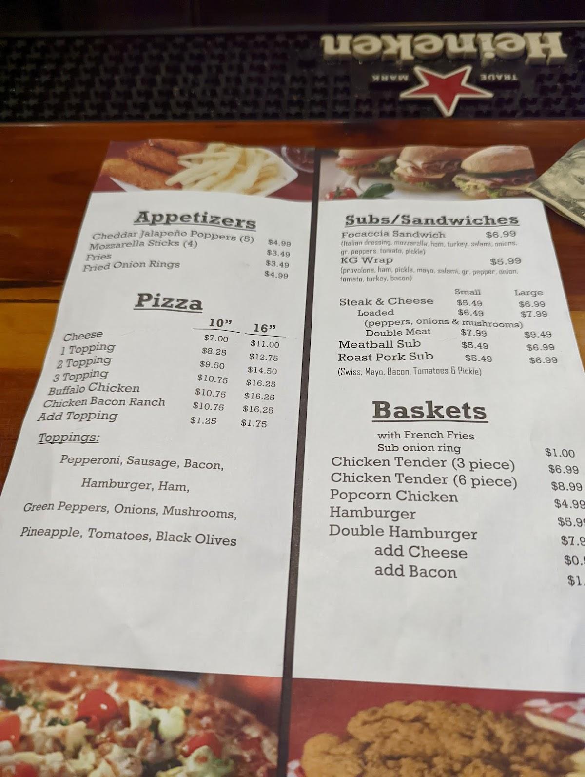Menu at Blue Ox Saloon restaurant, Millinocket