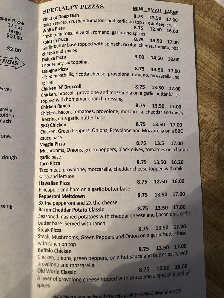 Menu at Bob's Trading Post pizzeria, USA, Bliss Hill Rd