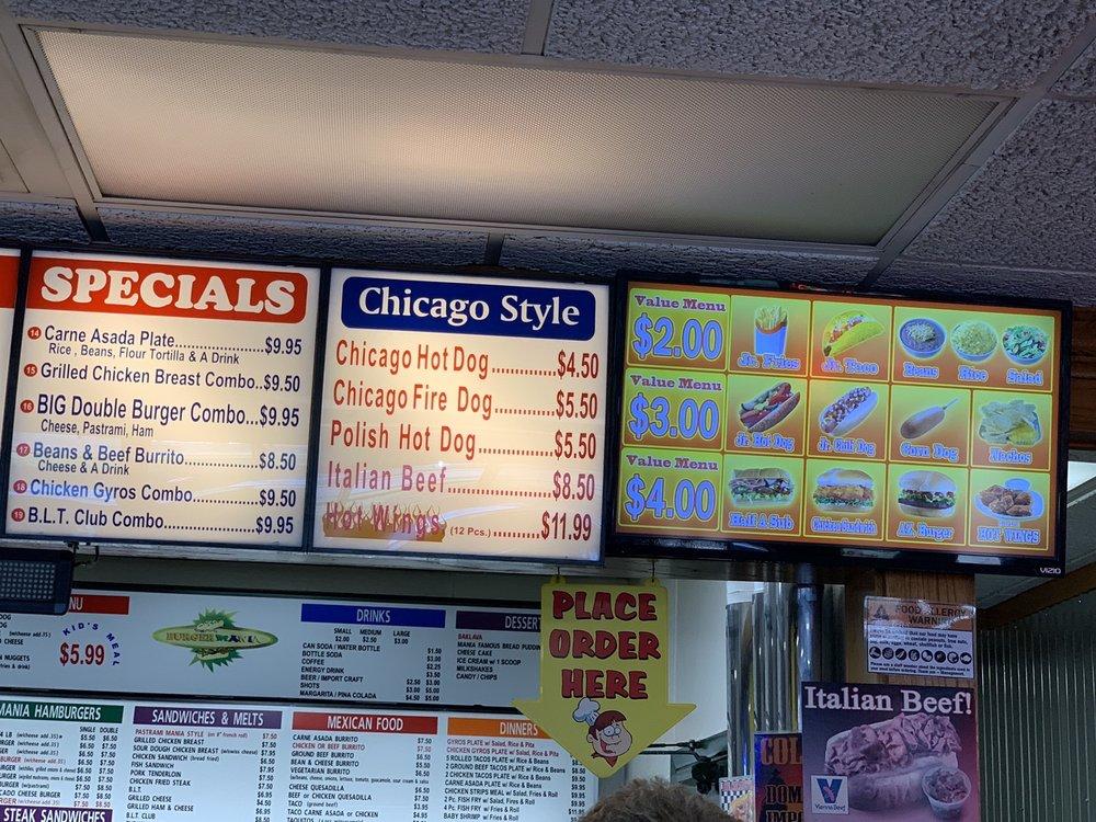 Carta del restaurante Burger Mania, Phoenix