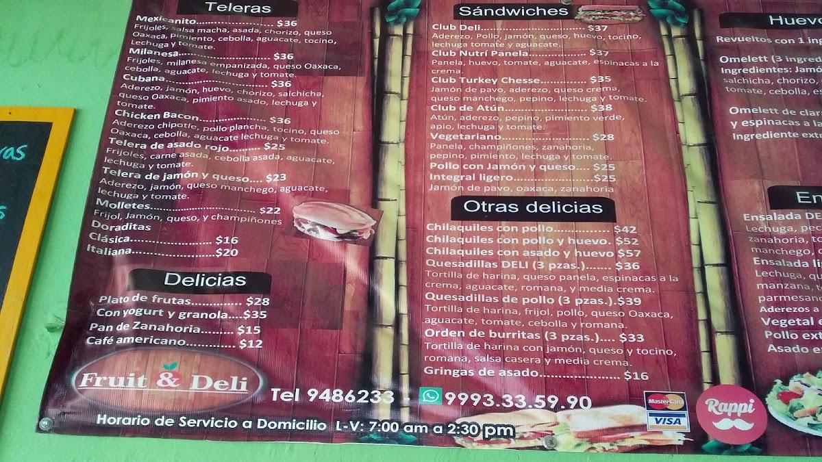 Menu at FRUIT & DELI restaurant, Merida