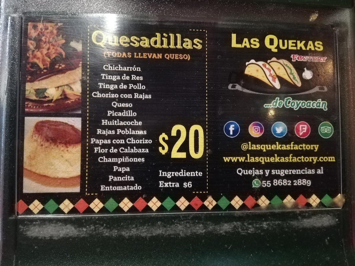 Carta del restaurante Las Quekas Factory Naval, Ciudad del México, Av ...