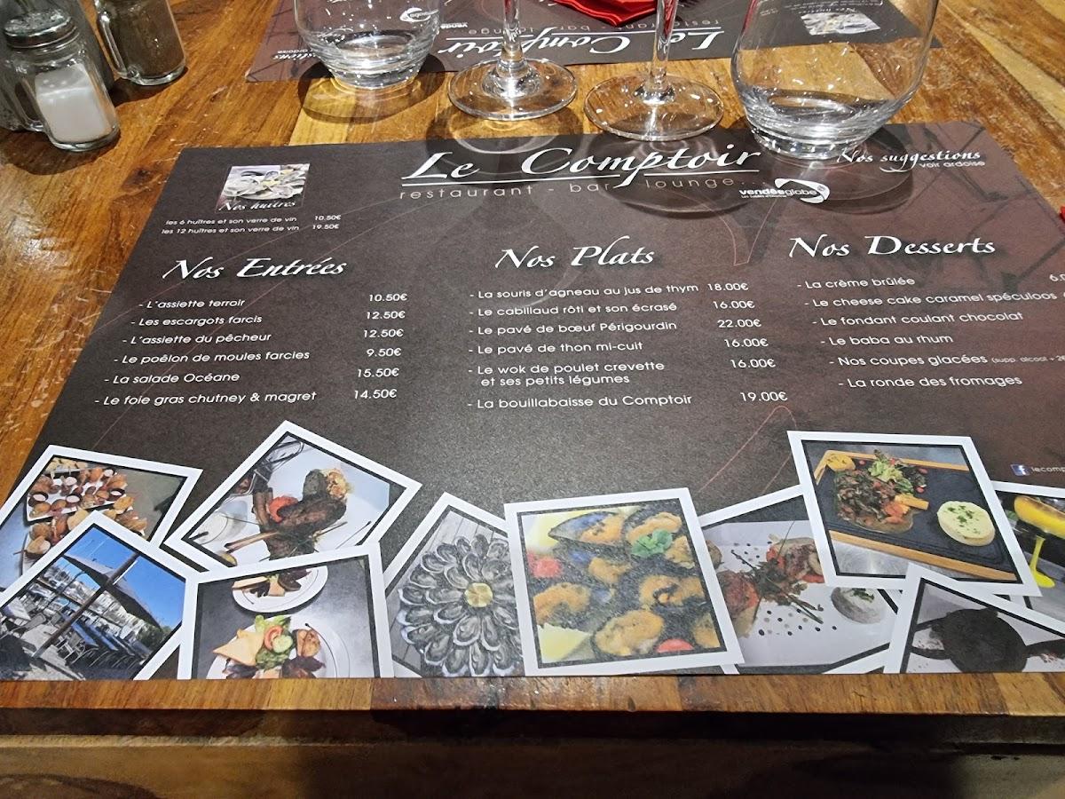 Menu at Le Comptoir restaurant, Les Sables-d'Olonne