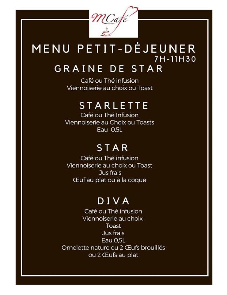 Menu at M Café cafe, La Marsa