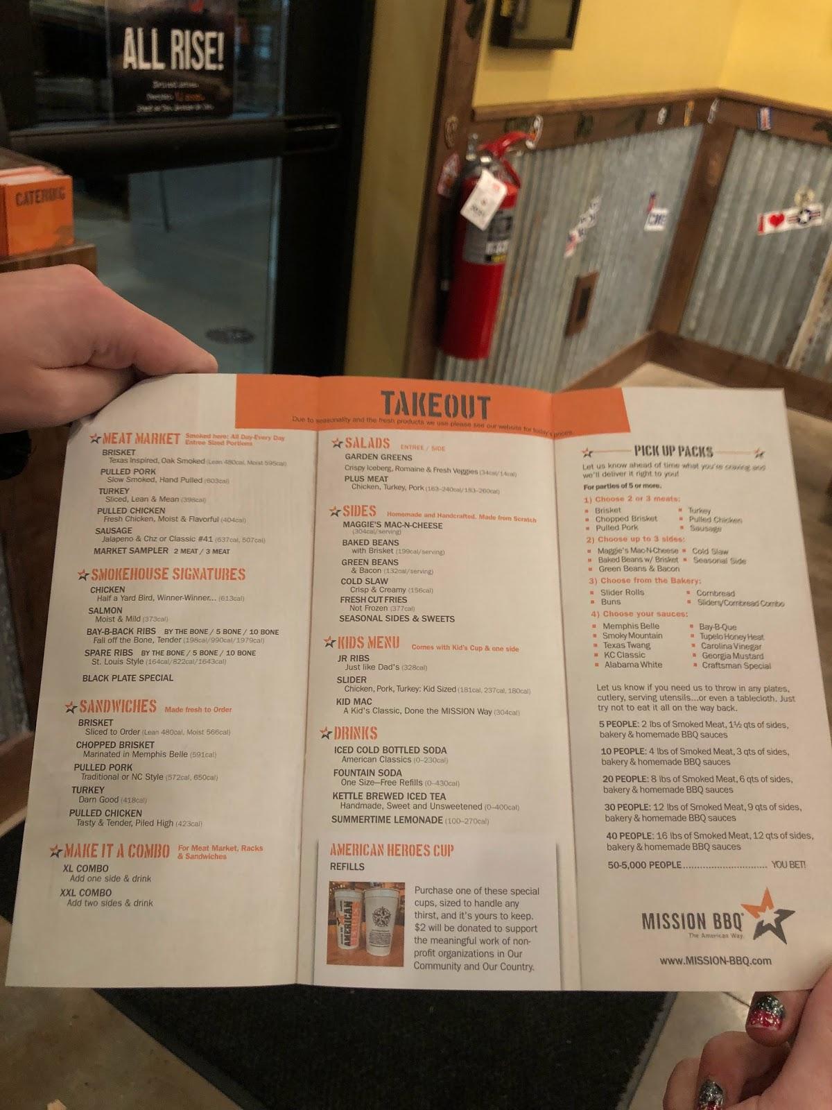 Menu at MISSION BBQ, Lancaster