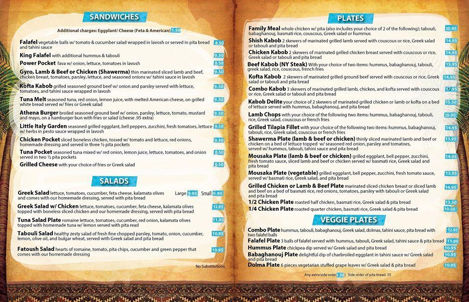 Menu at Mediterranean Delite restaurant, San Carlos