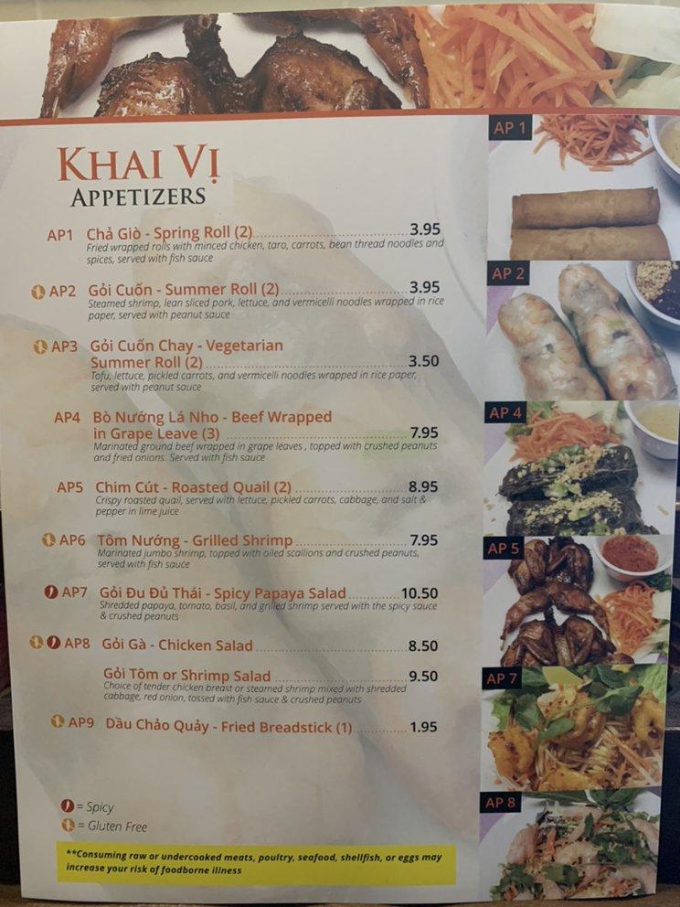Menu at Mi La Cay restaurant, North Kensington, University Blvd W