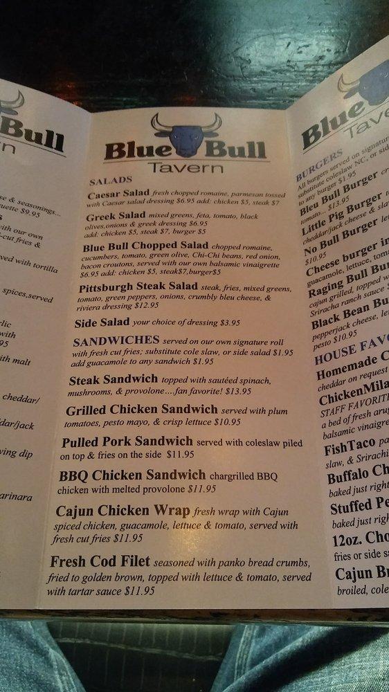 Menu at Blue Bull Tavern pub & bar, Amherst