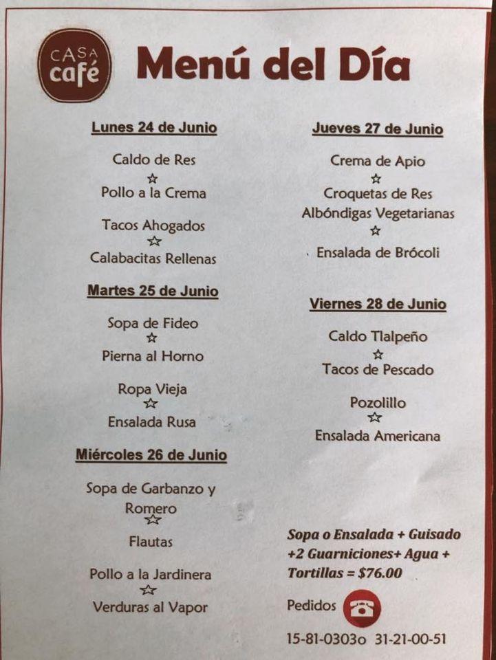 Menu at Casa Cafe, Zapopan, Chimalhuacán 3569