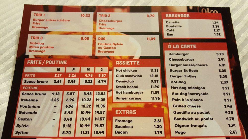 Menu au Casse-Croute Chez Gaston pub et bar, Québec
