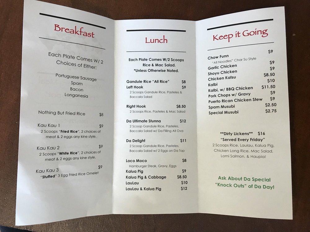 Menu at Hit Da Spot Island Star restaurant, Bremerton