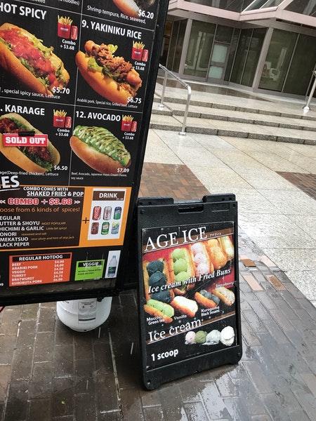 Menu at Japadog, Vancouver, 510 Burrard Street