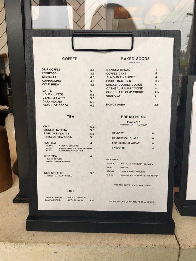 Menu at States Coffee restaurant, Oakland, 419 40th St