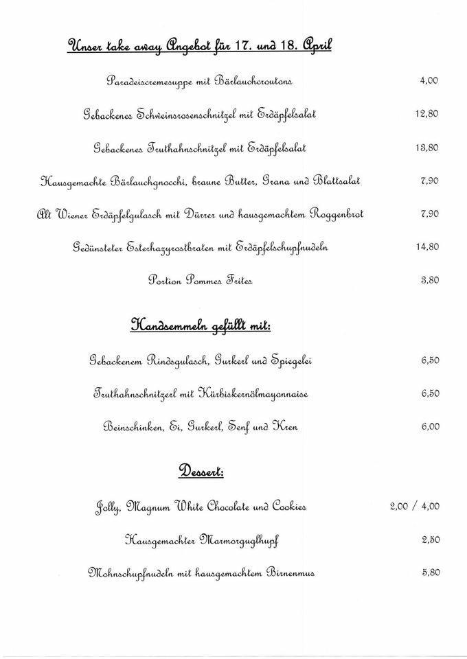 Speisekarte von Altes Jägerhaus pub & Bar, Wien