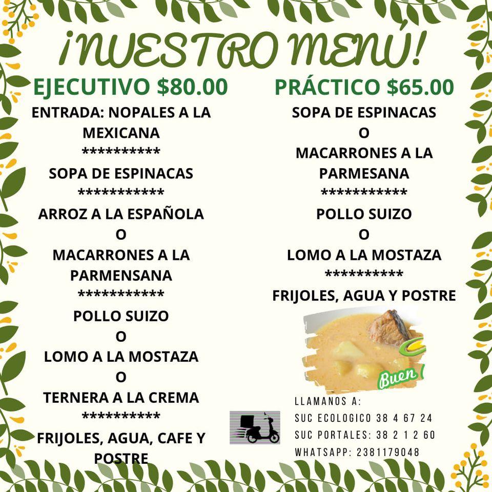 Menu at Barra de Café la Granja, Tehuacán