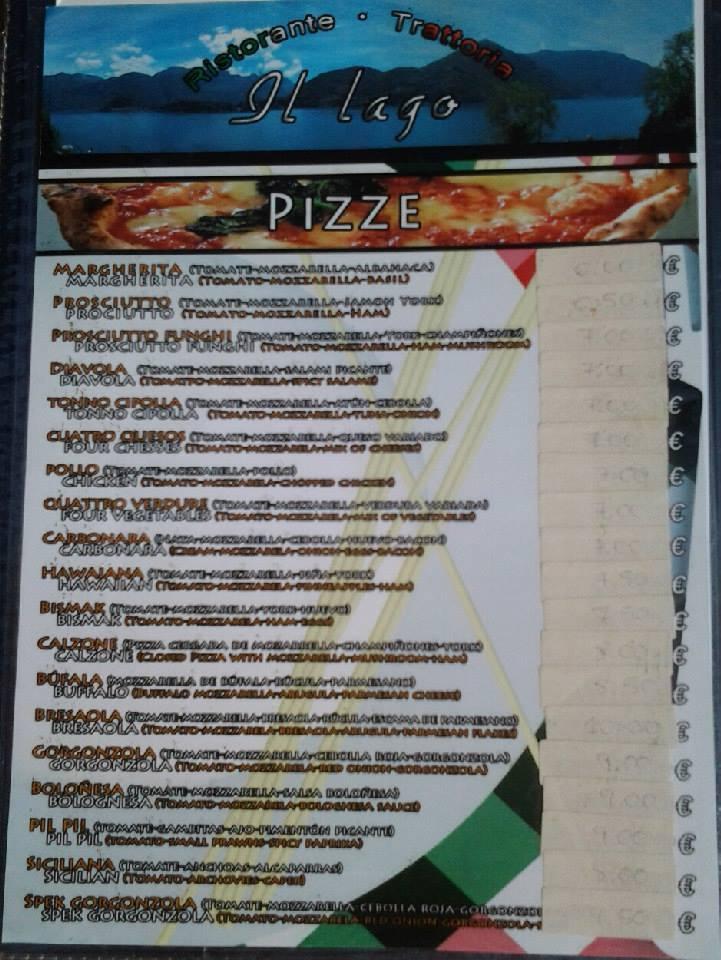 Menu at Il Lago Restaurante Pizzeria, Benalmádena