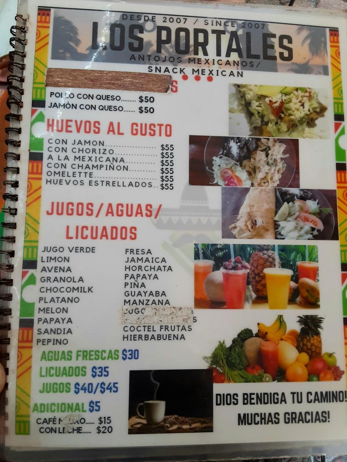 Carta del restaurante Los Portales -snack Mexican, Playa del Carmen