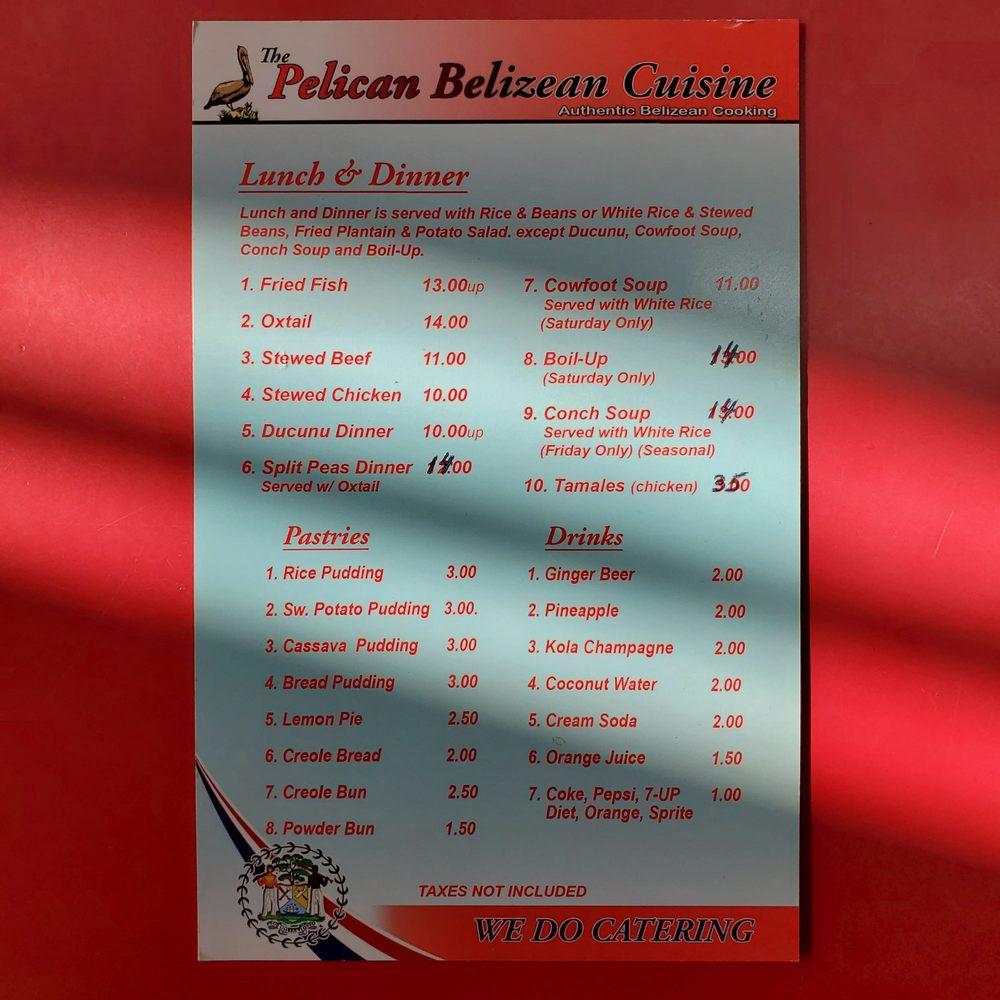 Menu at Pelican restaurant, Los Angeles