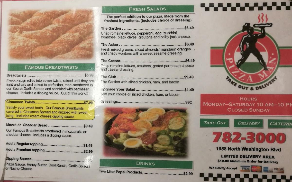 Menu at Pizza Man pizzeria, North Ogden, N 400 E St