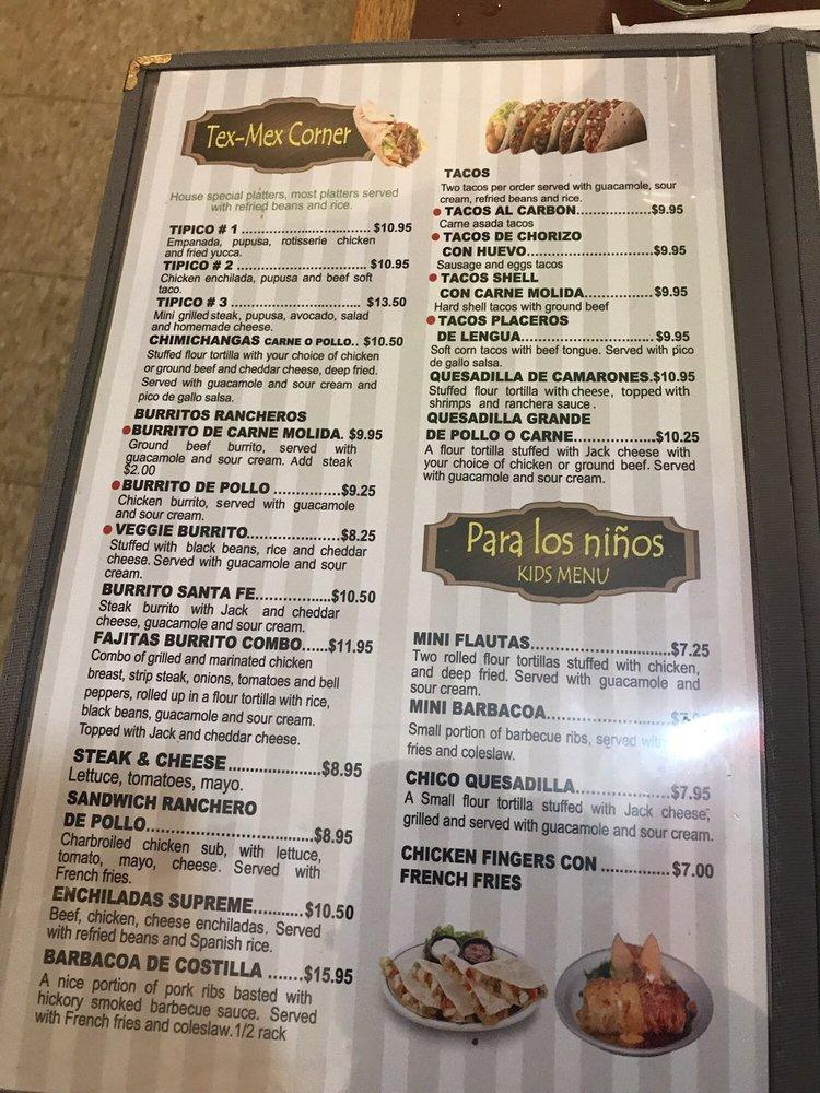 Menu at El Pollo Ranchero Inc restaurant, Alexandria, Richmond Hwy