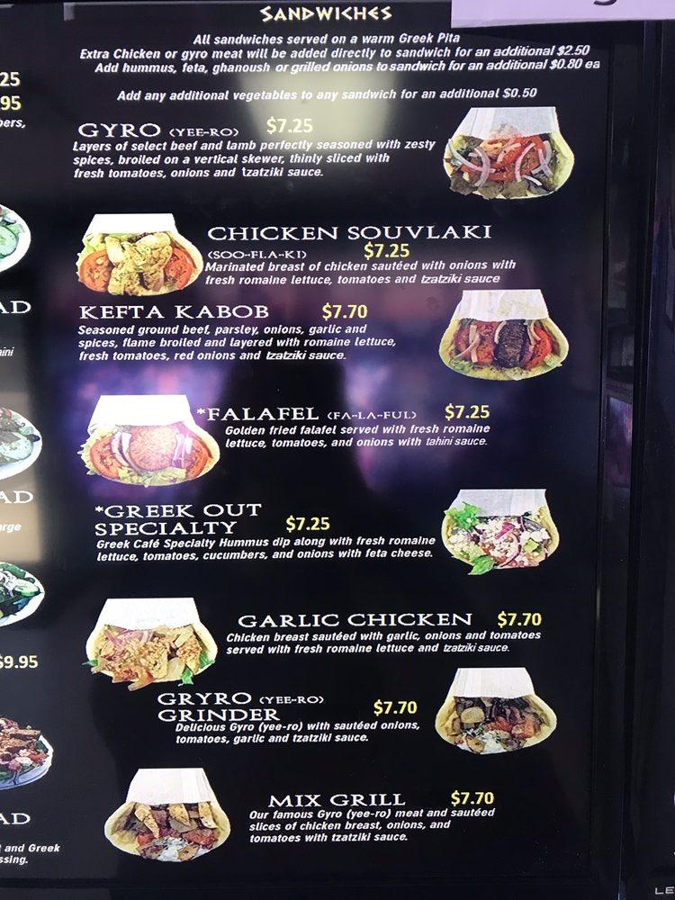 Menu at Greek Out Take-Out restaurant, Prescott Valley
