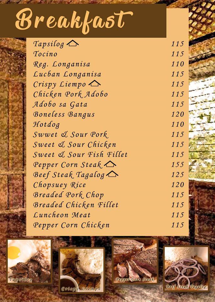Menu at Silong Restobar, Manila, Ma. Orosa St