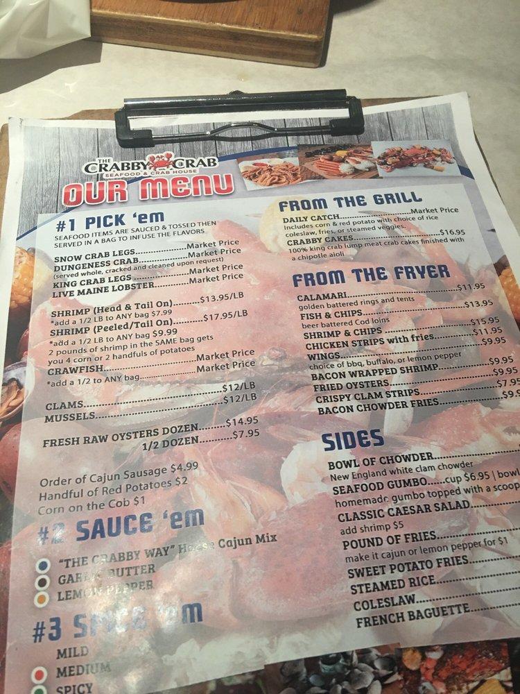 Menu at The Crabby Crab pub & bar, Los Angeles