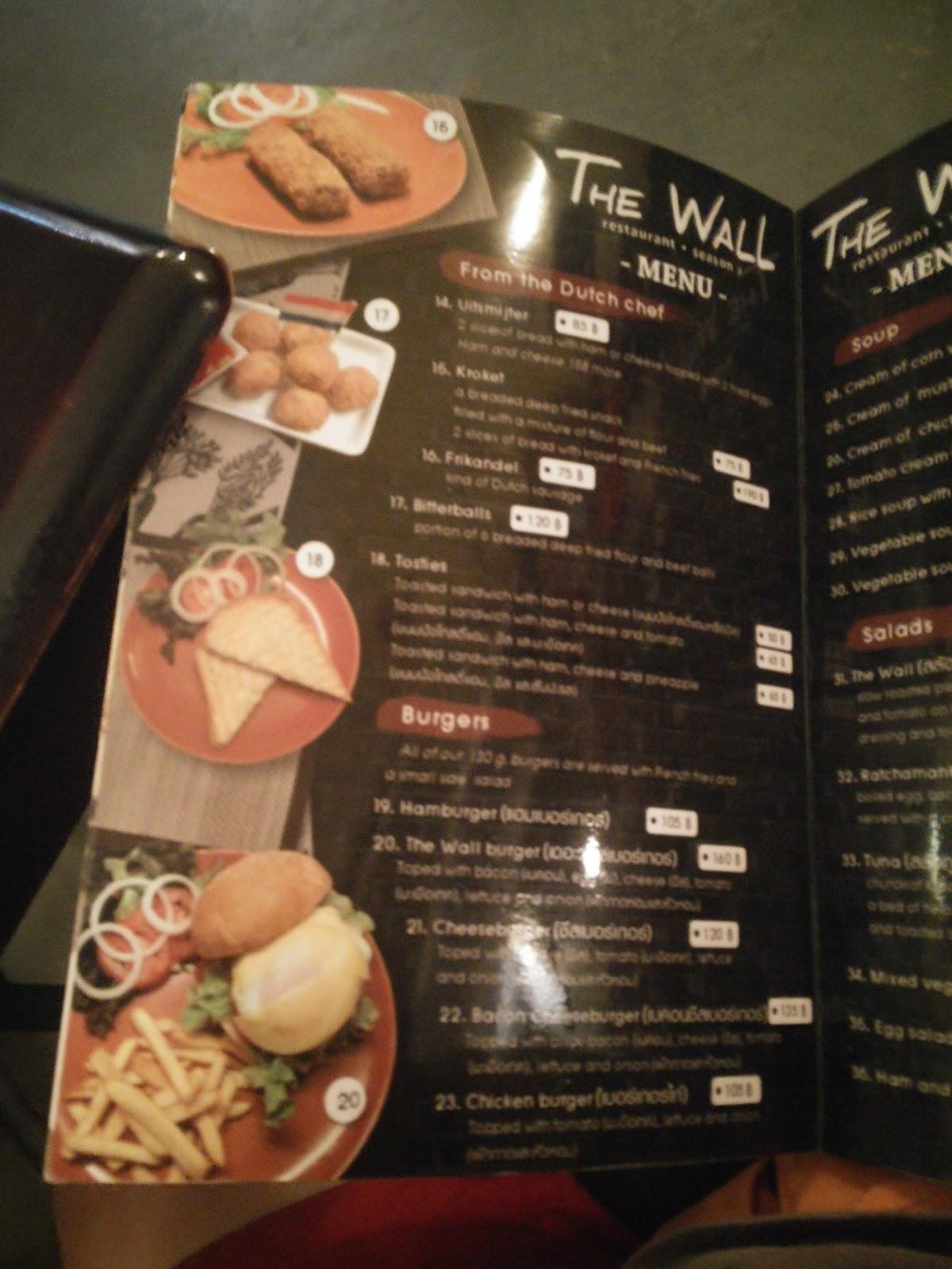 Menu at The Wall Restaurant Bar, Chiang Mai, 17/4 Ratchamanka Rd Soi 3