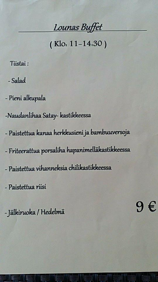 Menu at Tung Hing restaurant, Espoo, Konstaapelinkatu 1