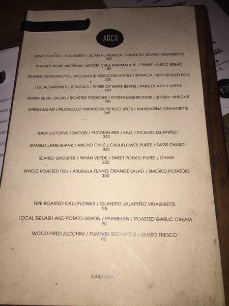 Menu at ARCA pub & bar, Mexico, Av. Boca Paila
