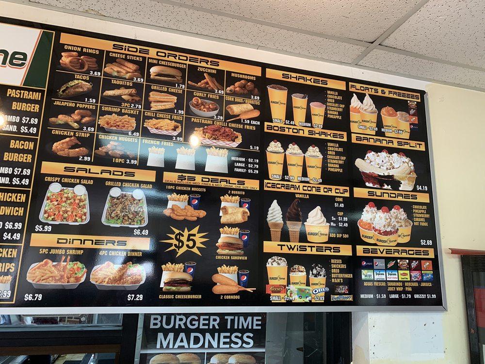 Menu at Burger Time restaurant, Arvin