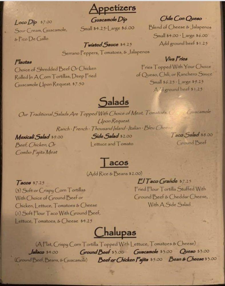 Menu at Carlos Restaurant, Big Spring