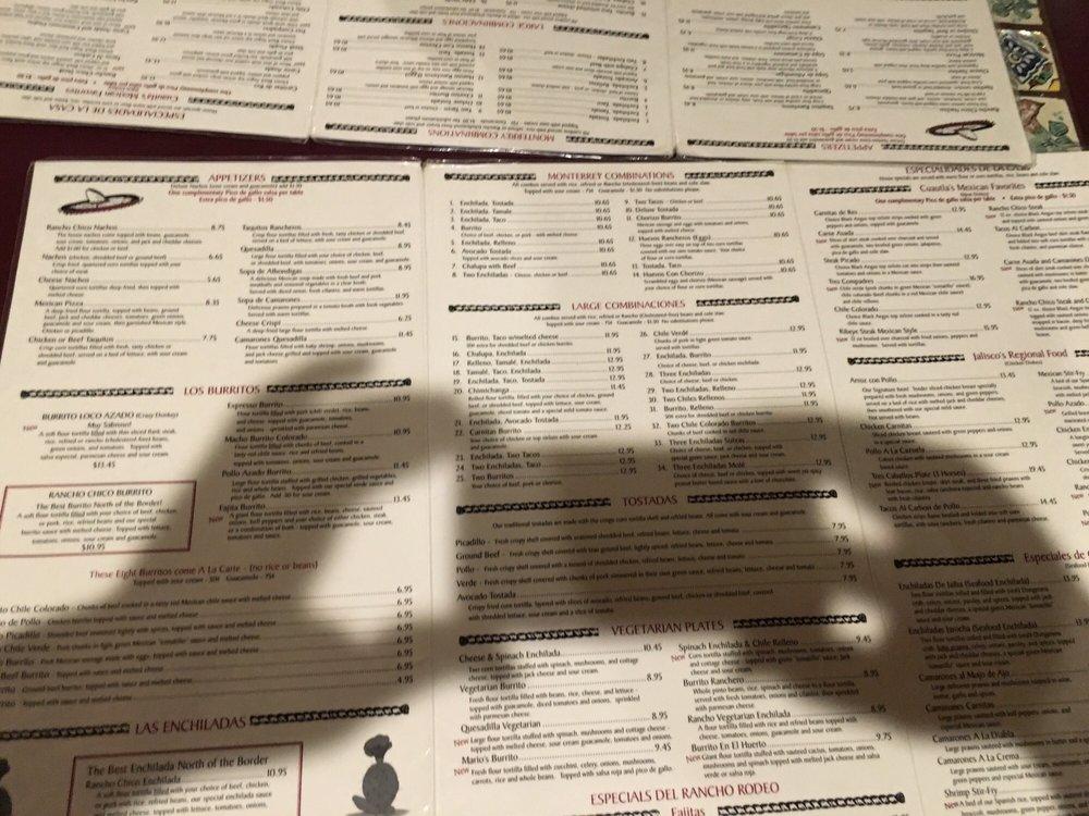 Menu at Rancho Chico restaurant, Colville